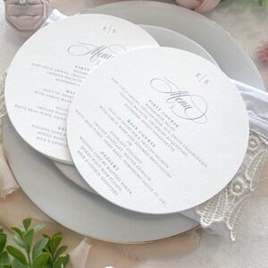 6.5" Circle Dinner Wedding Menu - Custom Menu - Printed Menu - Style ...