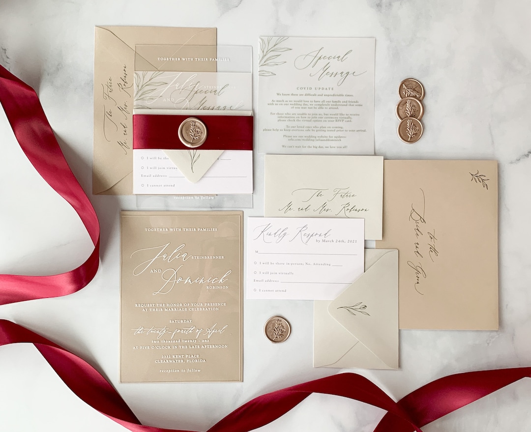 SAMPLE Acrylic Wedding Invitation Clear Invitations Custom Invitations ...