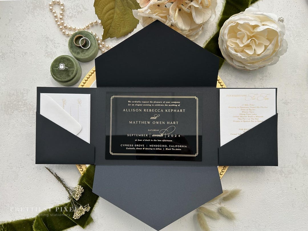 Black Acrylic Wedding Invitations Invitation Cards Elegant Invitation ...