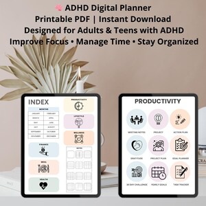 ADHD Digital Planner Printable PDF – Daily Organizer, Task Tracker ...
