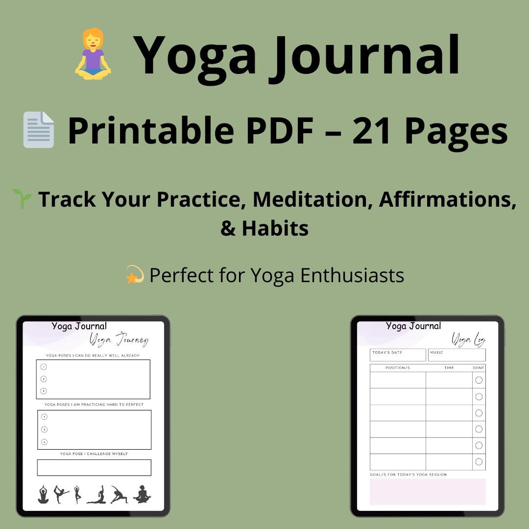 Yoga Journal - Printable Yoga Tracker, Meditation Tracker, Mindfulness ...