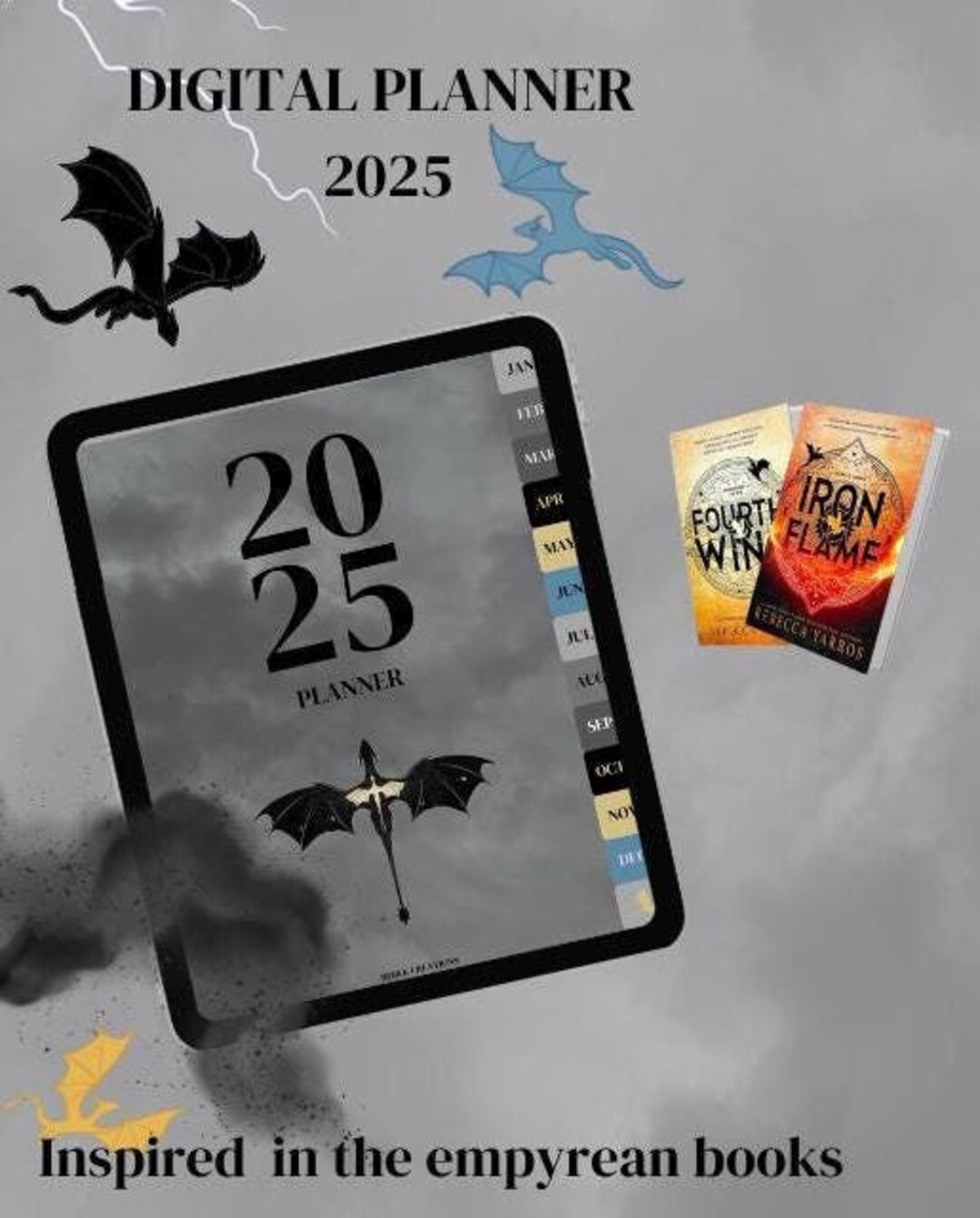 DIGITAL PLANNER 2025: Fourth Wing and Iron Flame Inspired Planner ...