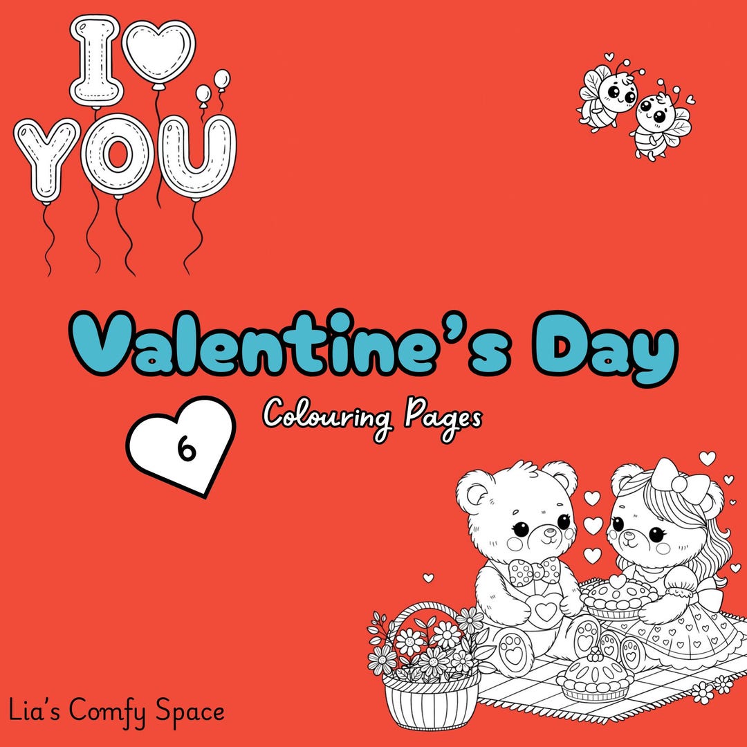 Valentine Coloring Pages, Valentine Printable , Instant Download PDF ...