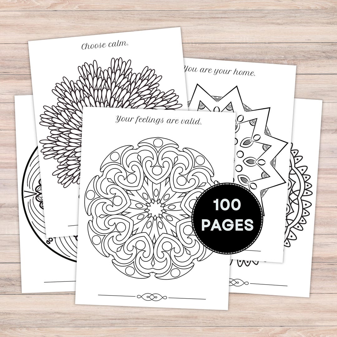 100 Mandala Coloring Pages, Motivational Quote Mandala, Coloring Bundle ...
