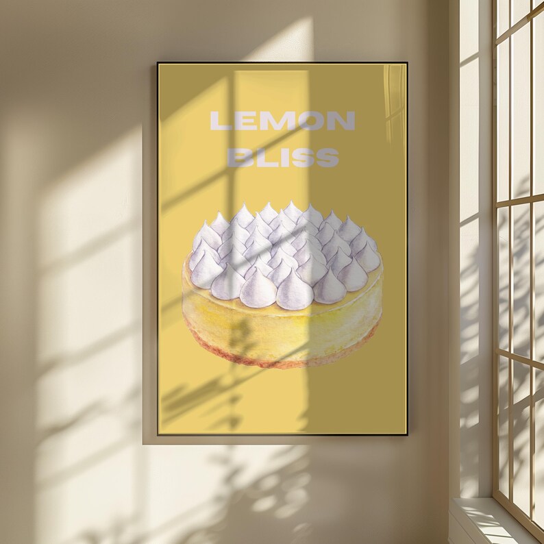 Lemon Cheesecake Wall Art, Instant Download, Elegant Dessert Wall Art ...