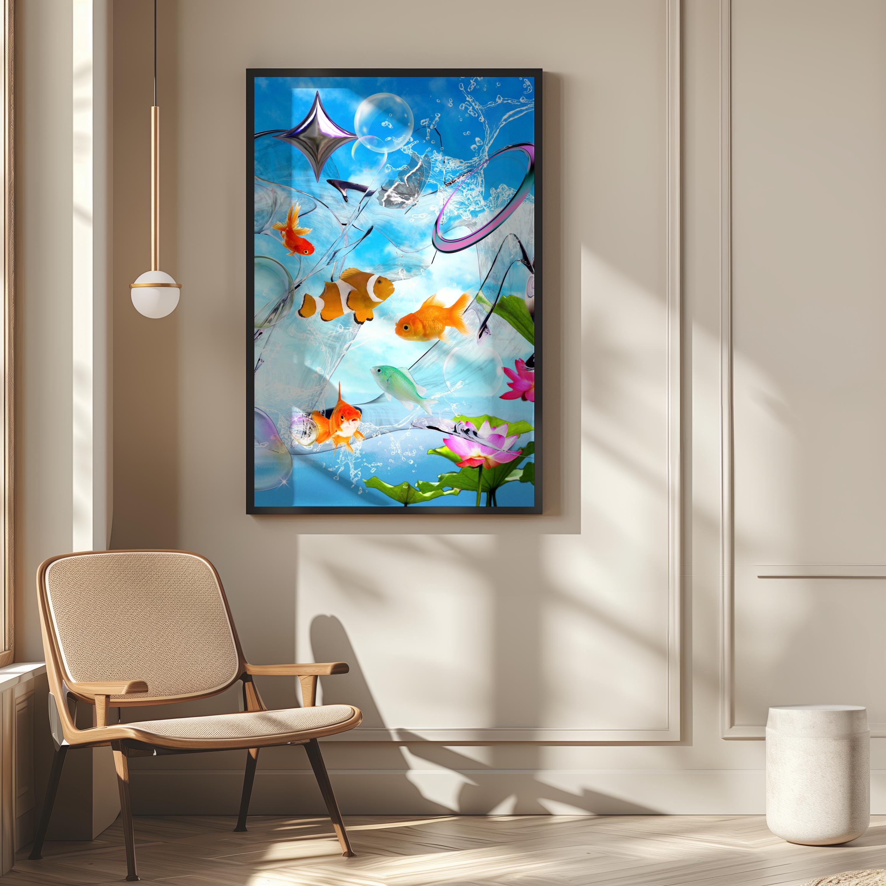 Frutiger Aero Digital Wall Art, Vibrant Fish & Water Aesthetic, Y2K ...