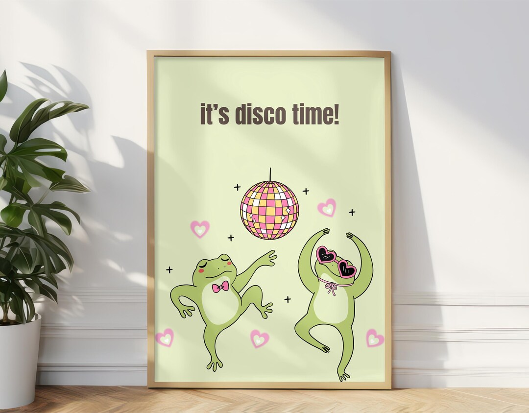 Cute Frog Wall Art, Funny Dancing Frogs Print, Minimalist Animal Art ...