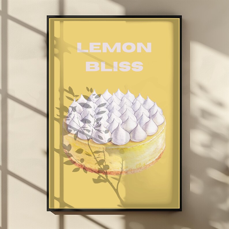 Lemon Cheesecake Wall Art, Instant Download, Elegant Dessert Wall Art ...