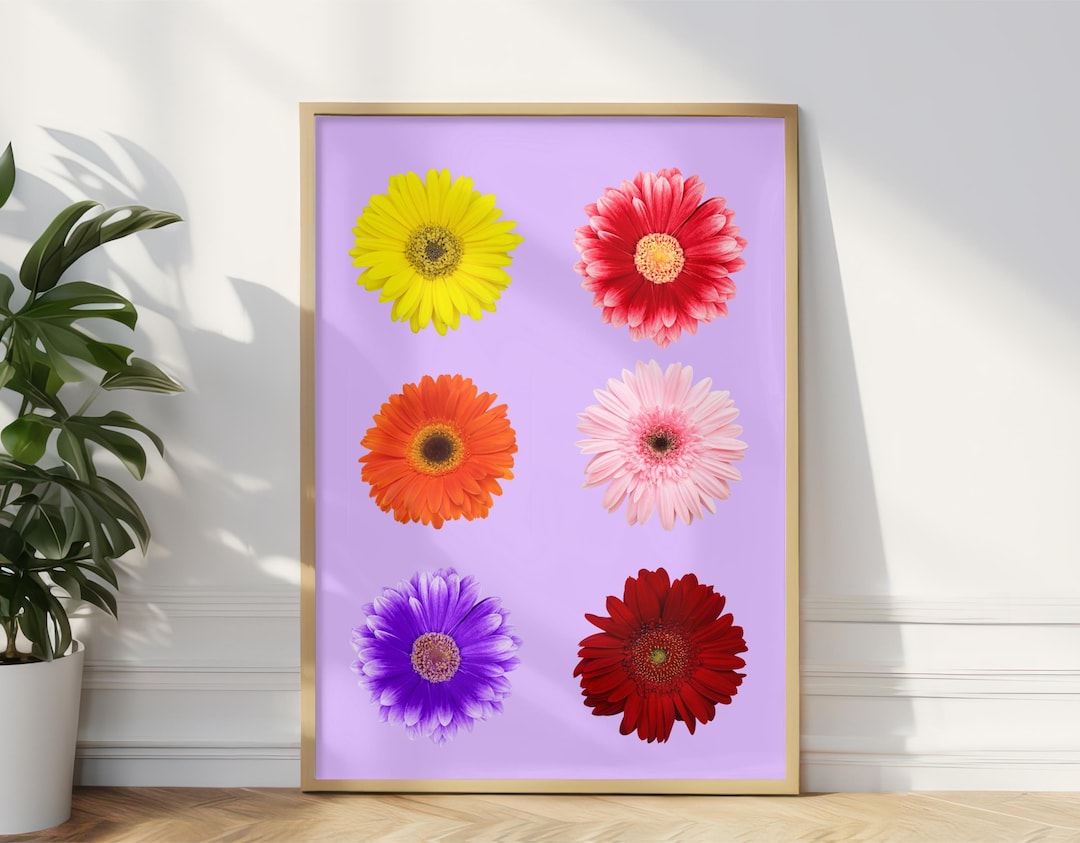 Gerbera Daisy Wall Art, Printable Daisy Flower Print, Botanical Modern ...