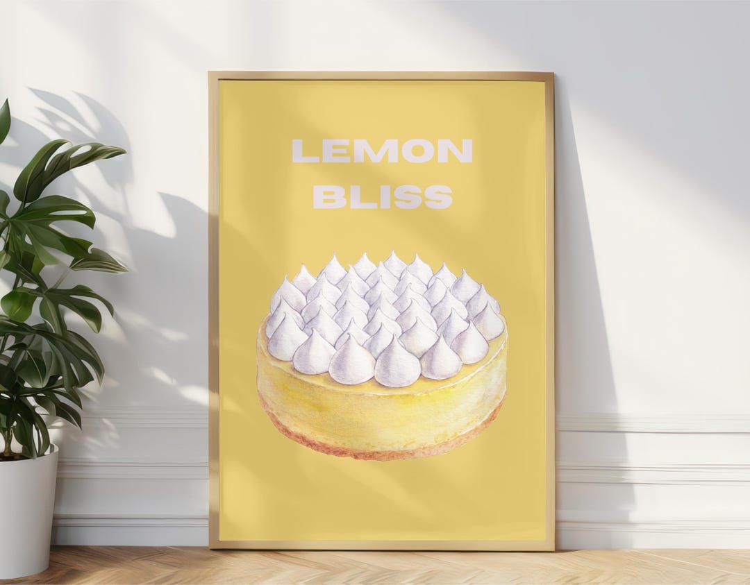 Lemon Cheesecake Wall Art, Instant Download, Elegant Dessert Wall Art ...