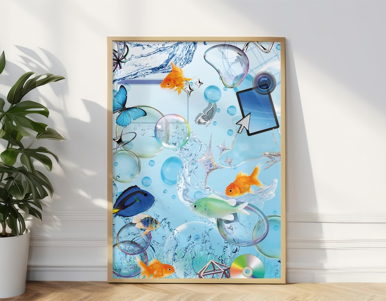 Frutiger Aero Abstract Wall Art, Frutiger Mouse Bubble Poster ...