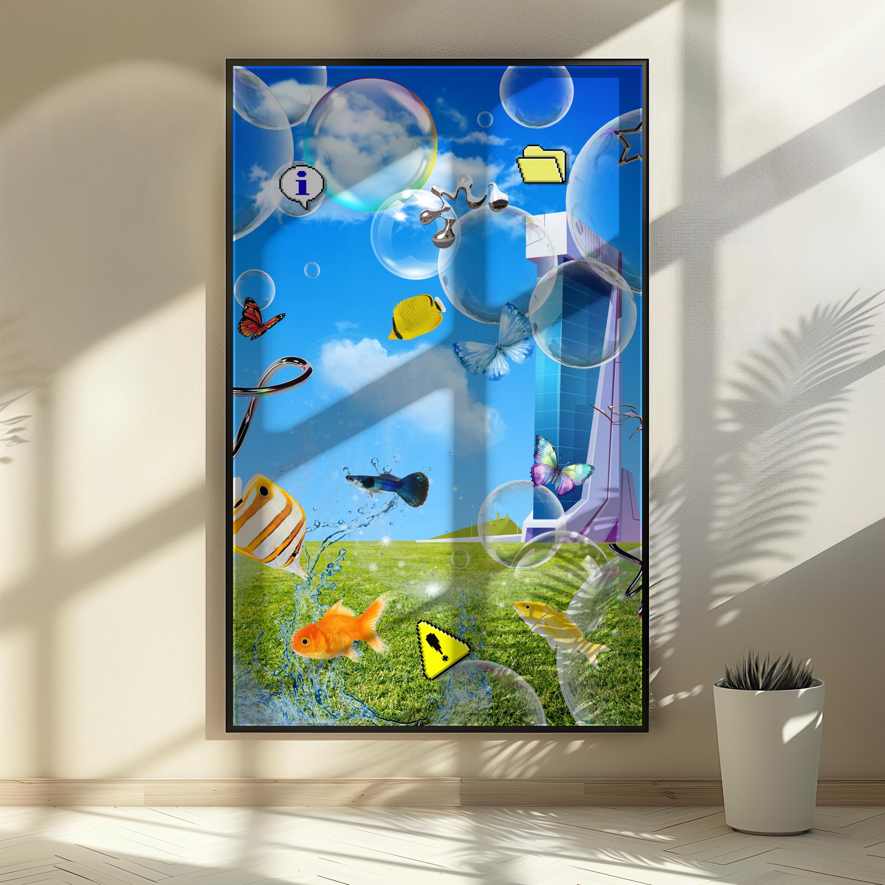 Digital Frutiger Aero Printable, Futuristic Skyscraper Bubble Aesthetic, Wall Art With Y2K Ocean ...