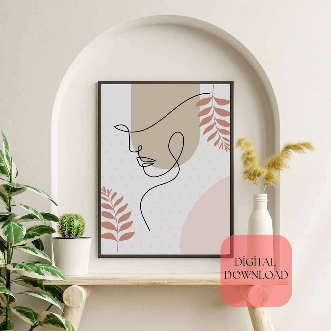 Abstract Women Silhouette, Boho Women Canvas, Minimal Women Art, Modern ...