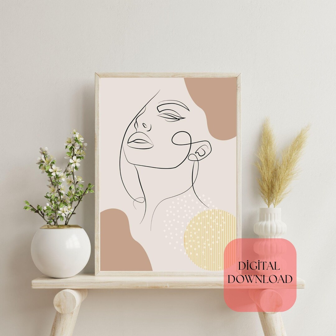Woman Line Drawing Art Print, Abstract Women Silhouette, Boho Women ...