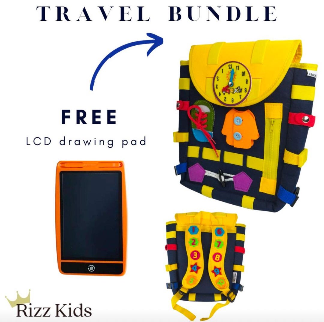 Busy Board Buckle Toy Backpack- Free LCD Drawing Tablet Included-teach ...