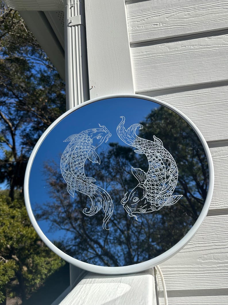 Koi Fish, Hand Etched Mirror, Decor, Mirror, Etching - Etsy