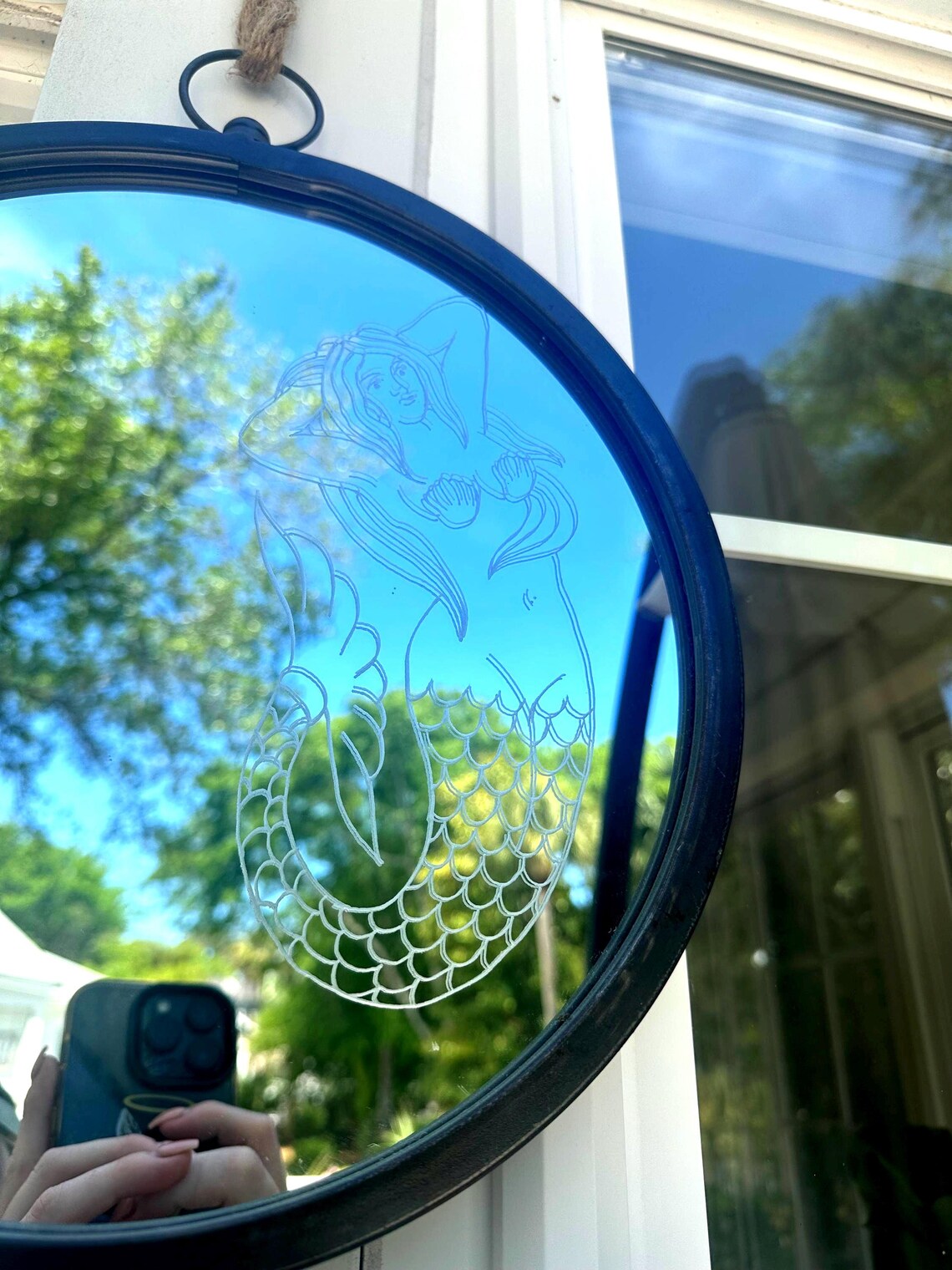 Mermaid, Hand Etched Mirror, Decor, Mirror, Etching - Etsy