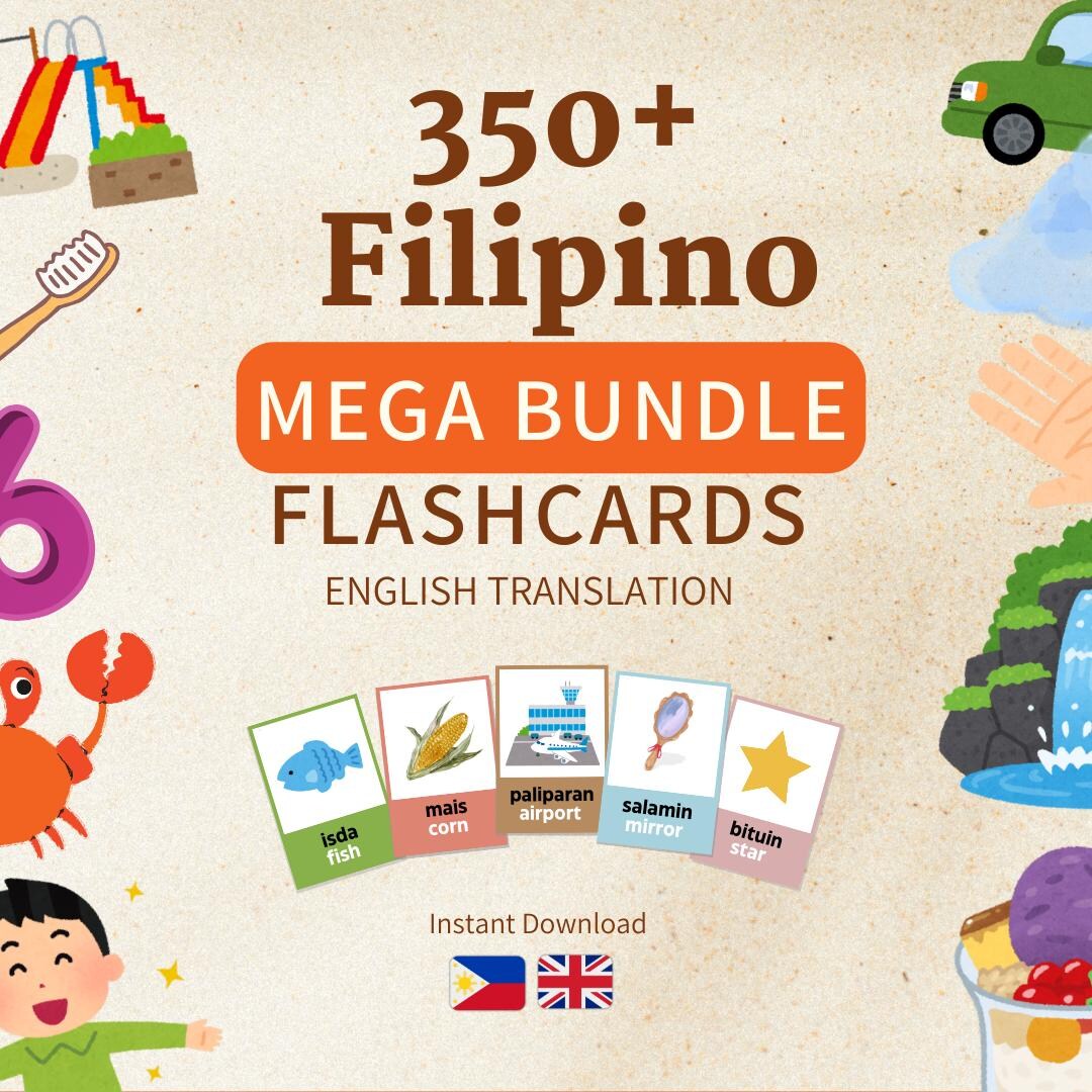 350+ Filipino Flashcards Mega Bundle, Visual Language Learning Tool ...