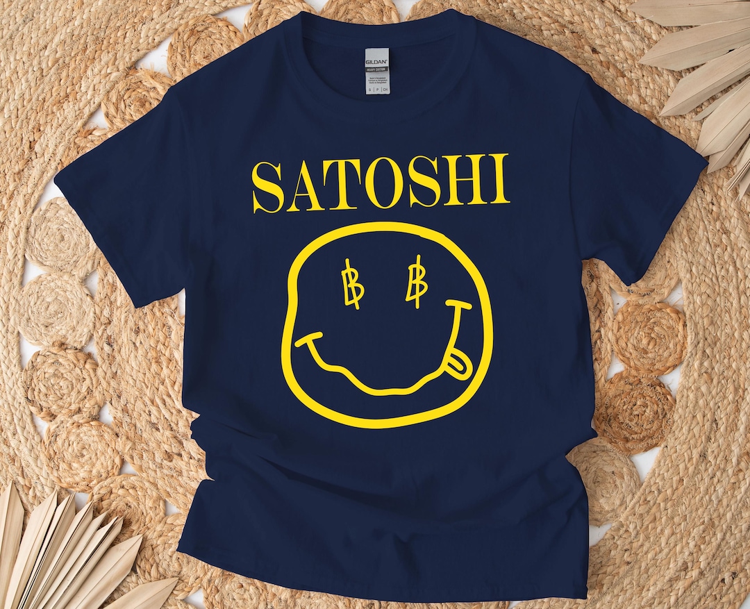 Satoshi Nakamoto Shirt, Smiley Face Bitcoin Tshirt Cryptocurrency Tee ...