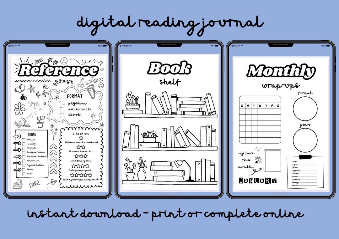 30 Page Reading Journal / Tracker Instant Digital Download. Challenges ...