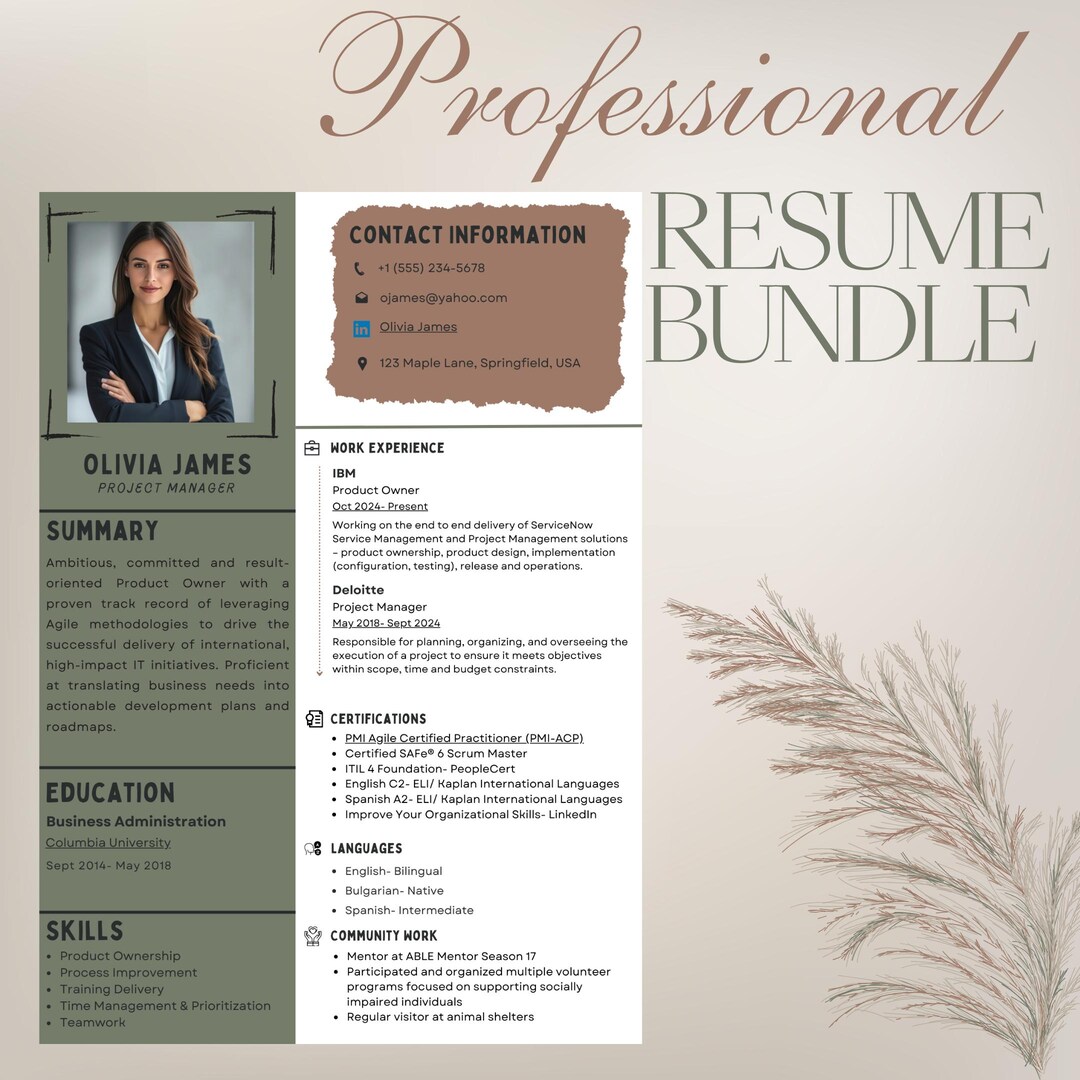 Resume Template Bundle Professional CV Cover Letter Motivational ...