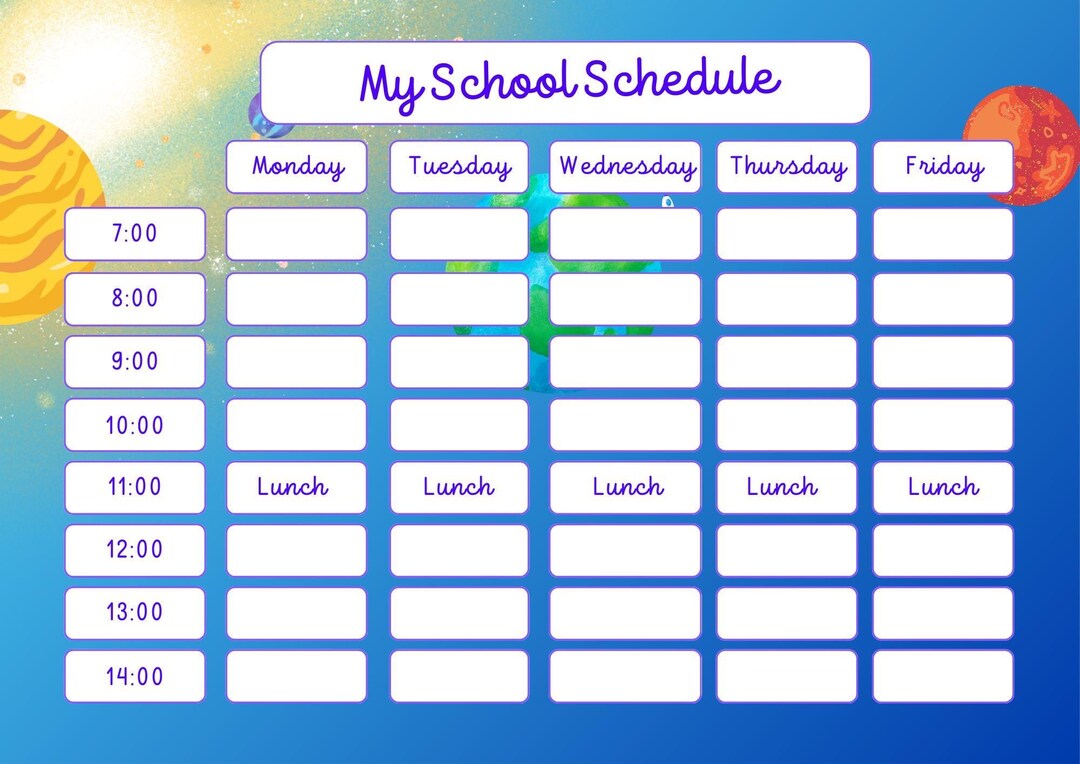 Editable Routine Chart | Digital Kids School Schedule | Weekly Planner ...