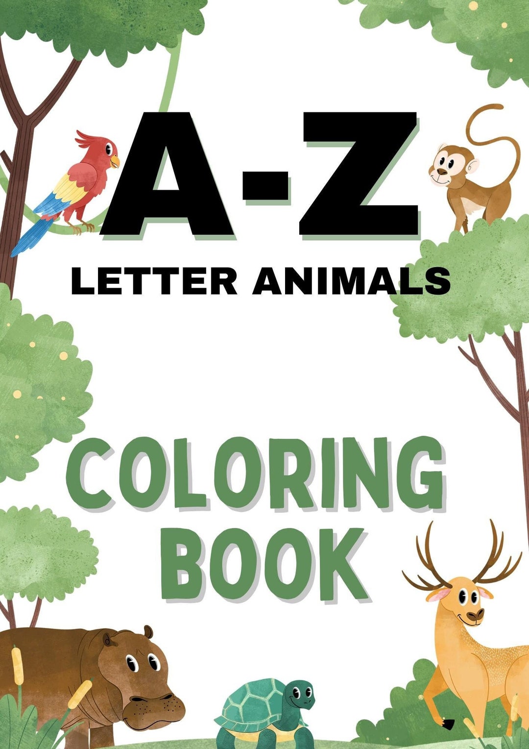 Alphabet Animals Coloring Book - Etsy