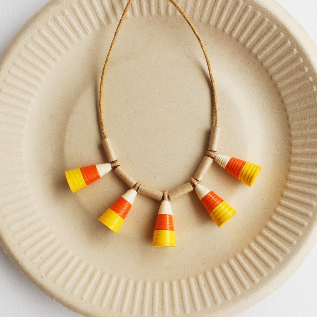 Candy Corn Necklace Cute Halloween Jewelry Quirky Necklace - Etsy