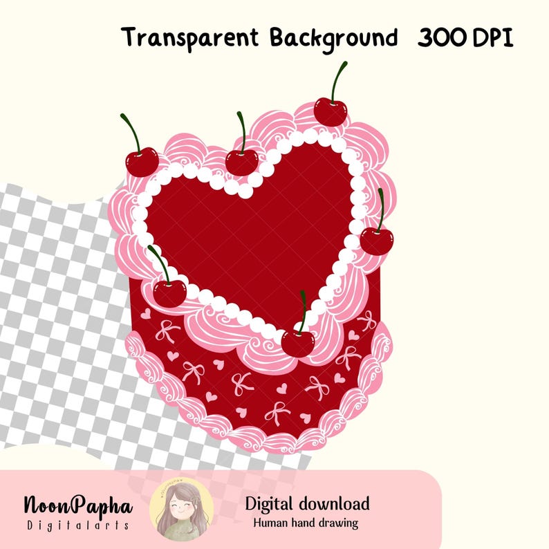 Vintage Heart Cake Clipart: Retro Valentine PNG SVG (digital Download ...