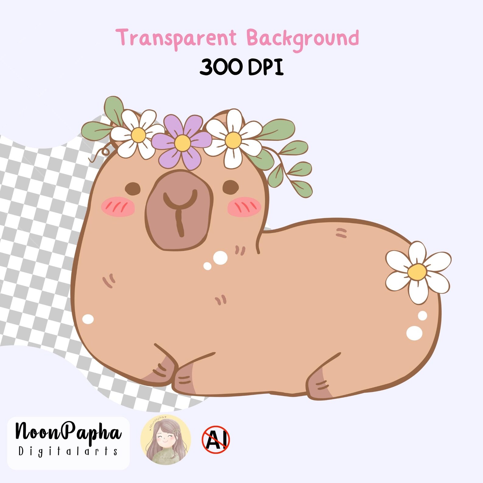 Capybara Spring Clipart Set PNG | EPS Cute Capybaras Surrounded by ...