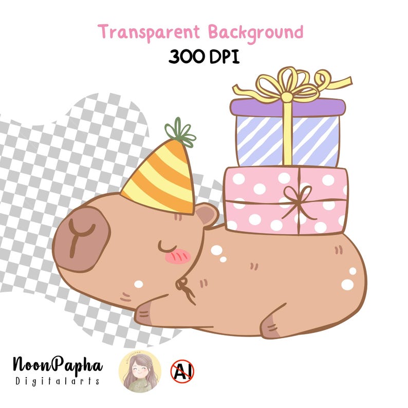 Birthday Capybara Clipart Set: Party Animals PNG EPS (digital Download ...