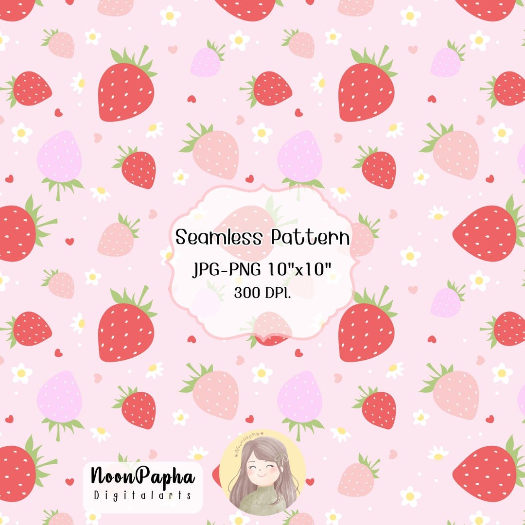 Strawberry Pattern Daisy Pattern Fruit Seamless Strawberry Repeating ...
