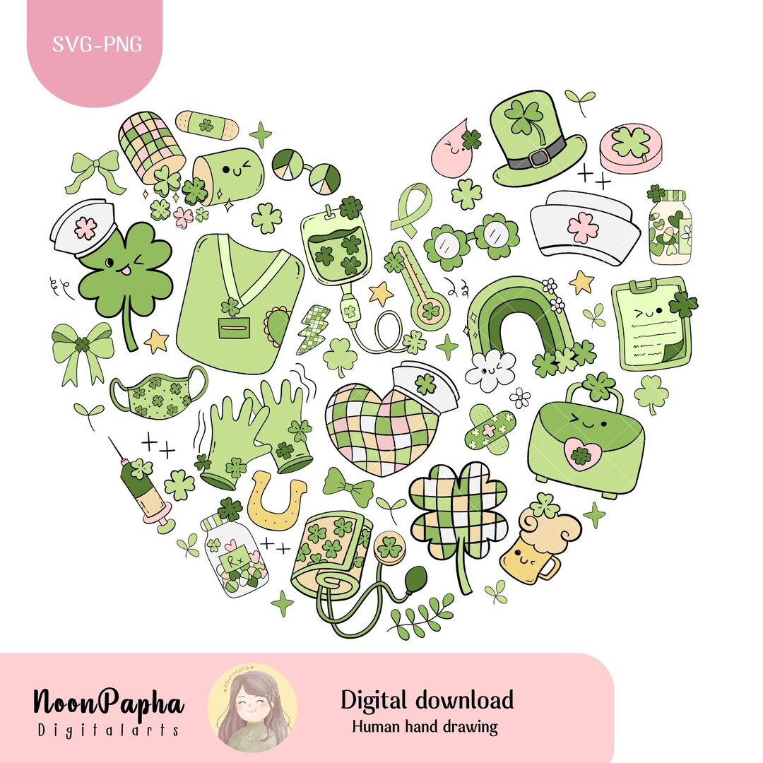 St. Patrick's Day Lucky Clover PNG SVG, Lucky Clover, Green Shamrock ...