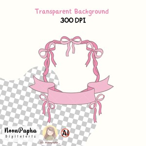 Pink Coquette Ribbon Bow Crest and Frame Doodle SVG PNG Clipart Wedding ...
