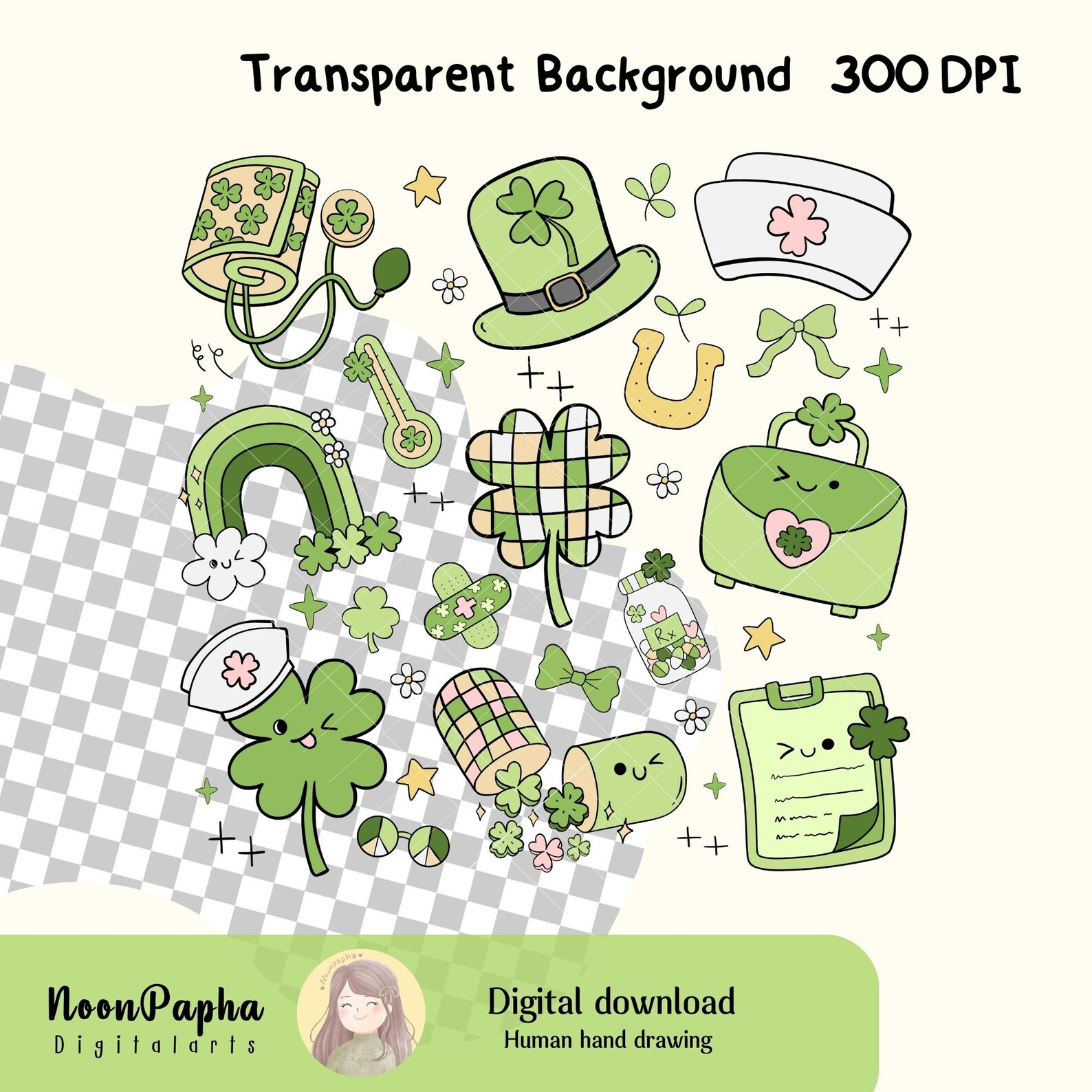 St. Patrick's Day Lucky Clover Nurse PNG SVG, Lucky Clover, Green ...