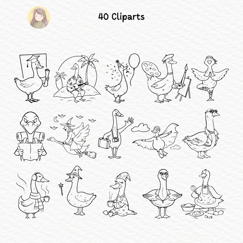 Goose Outline SVG Bundle: Funny Spring Doodles (commercial Use) - Etsy