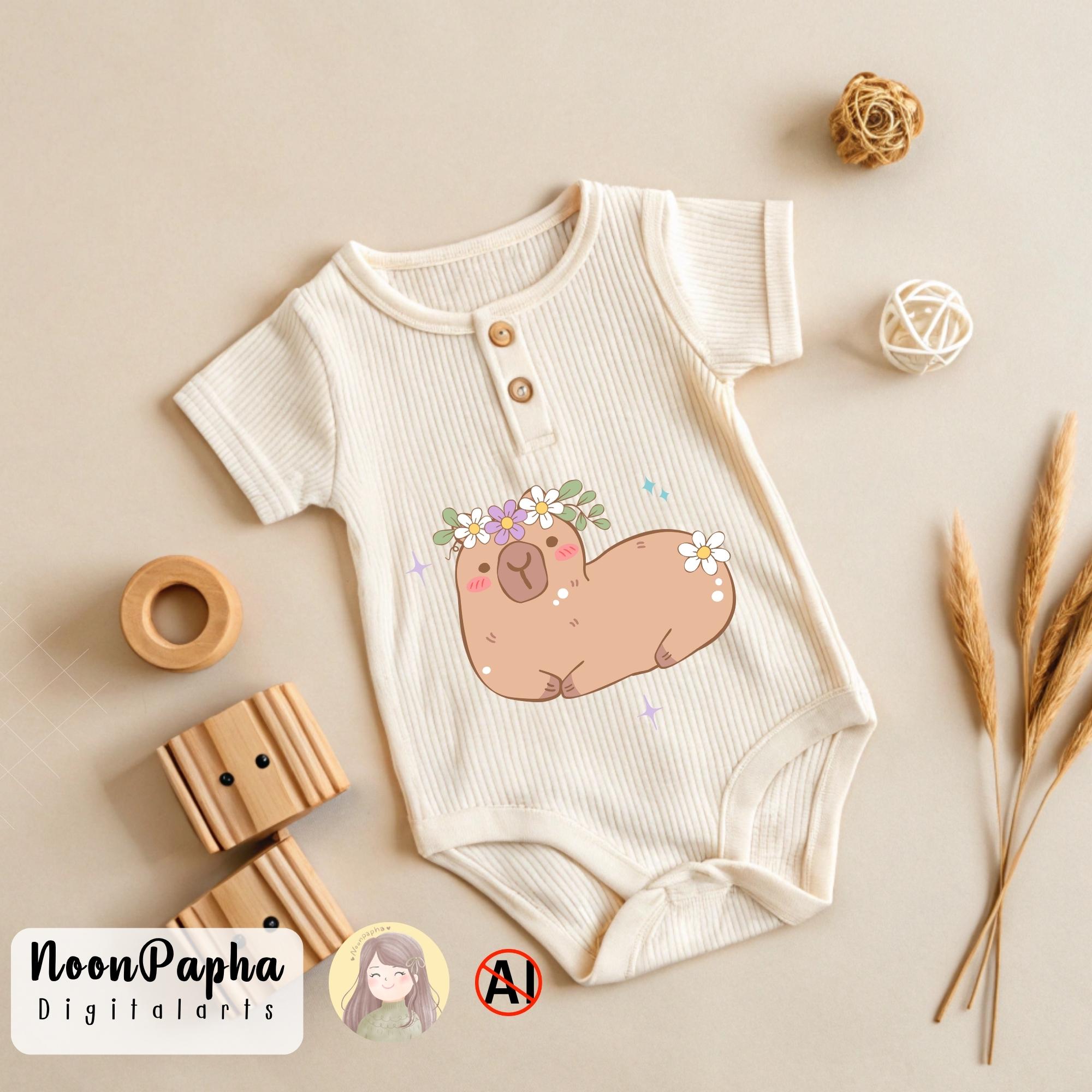 Capybara Spring Clipart Set PNG | EPS Cute Capybaras Surrounded by ...