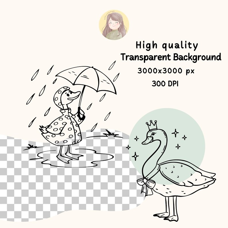 Silly Goose Outline SVG Bundle, Funny Goose Coloring Spring Stamp ...