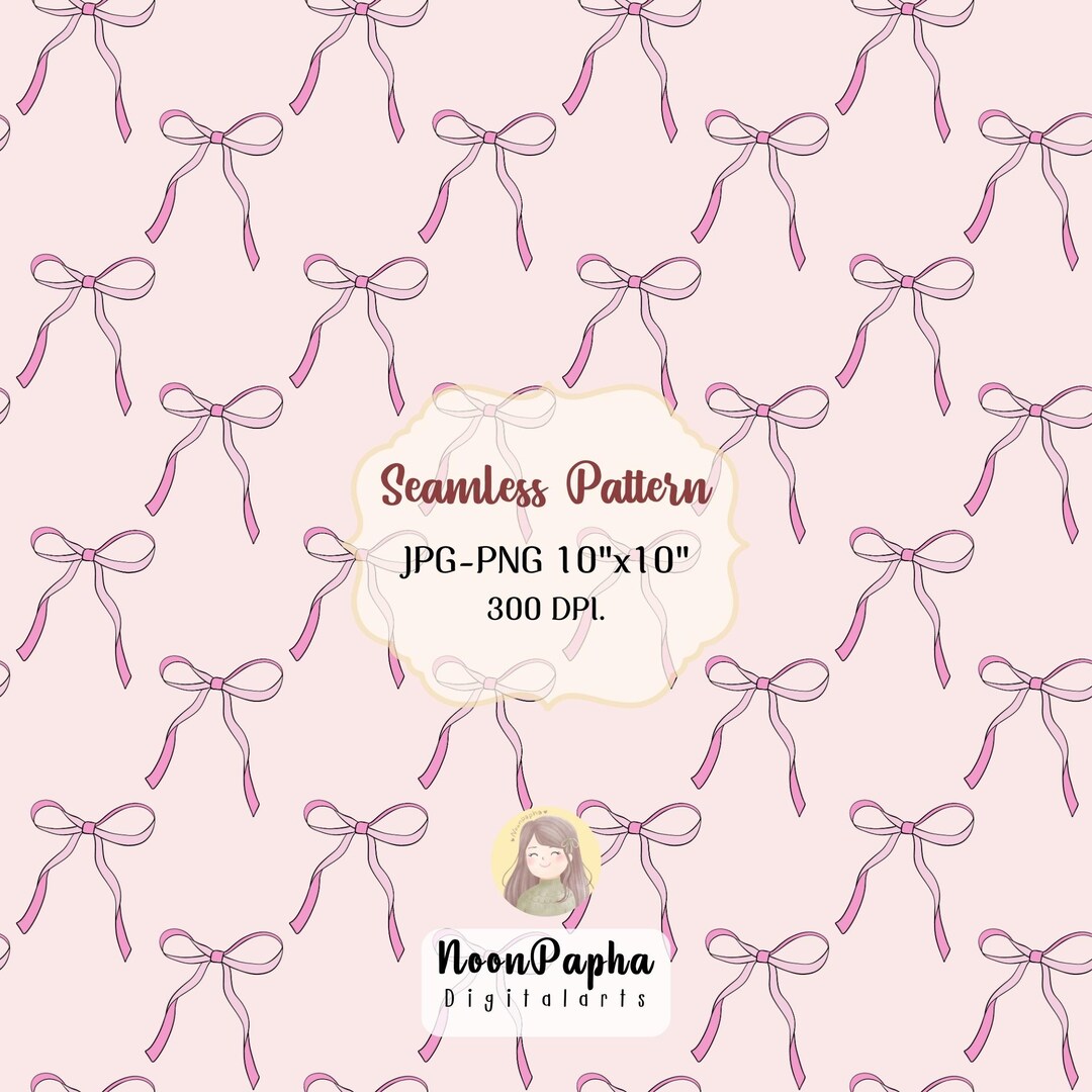 Pink Coquette Ribbon Seamless Pattern Cute Preppy Pink Bow Aesthetic ...