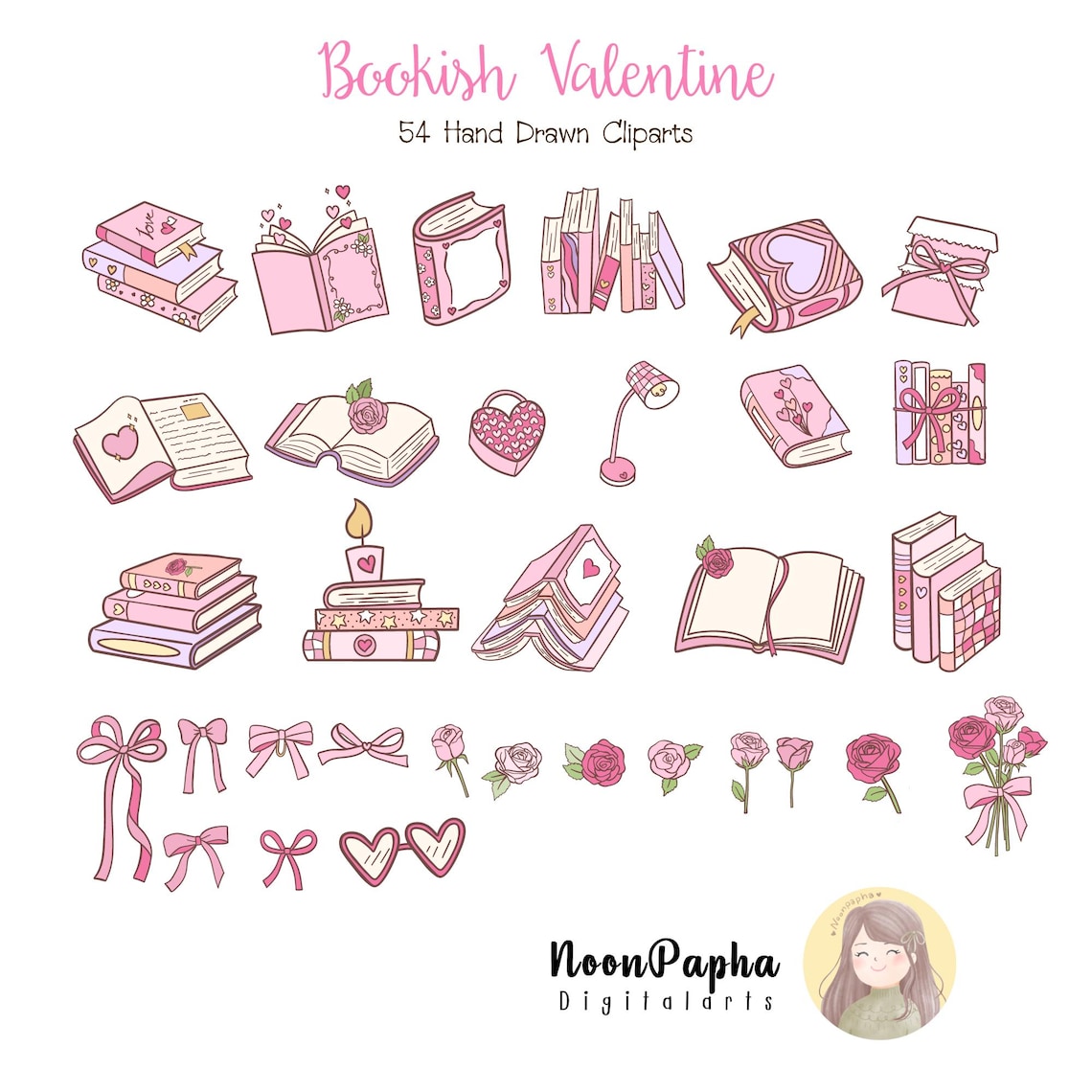 Valentine Bookish Clipart Retro Coquette Valentine Booklover Png ...