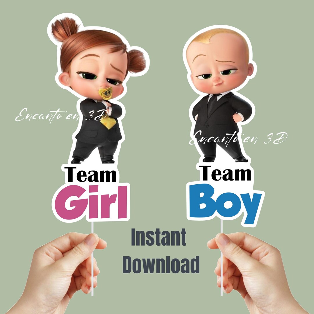 Boss Baby Gender Reveal Cake Topper Printable | Team Boy Vs Team Girl ...