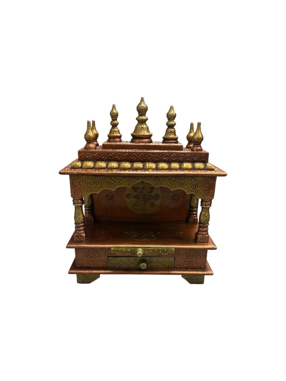 44 Cm Tall Handmade Wooden Pooja Mandir – Traditional Hindu Temple With ...
