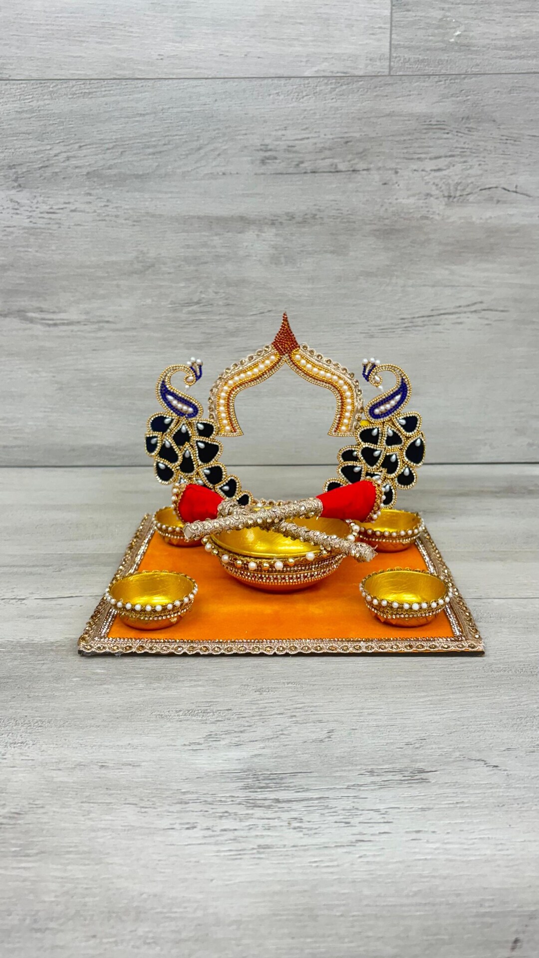 Haldi Ceremony Tray | Indian Wedding Decor, Peacock Arch - Etsy Australia