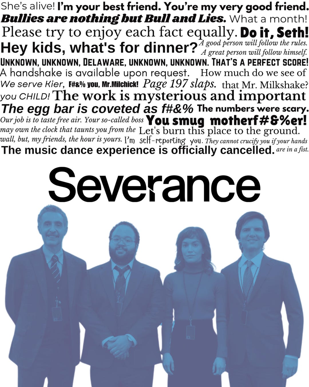 Severance Quotes Wall Decor - Irving B., Dylan G., Helly R., Mark S ...