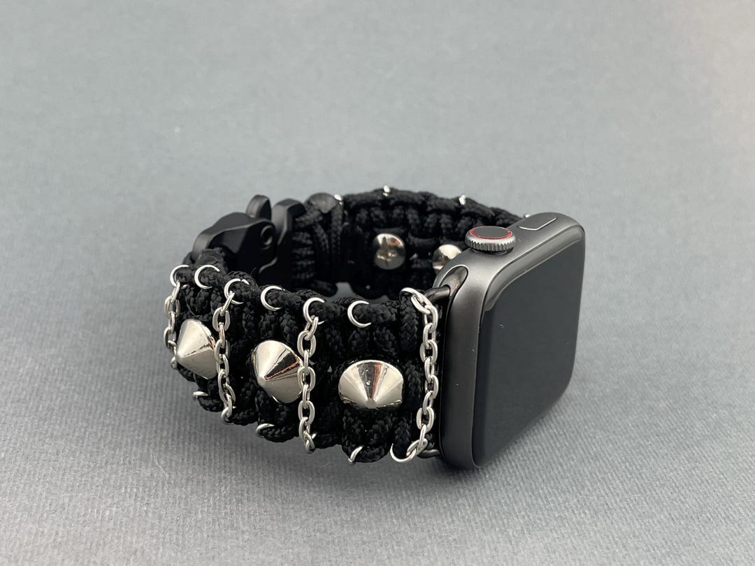 Punk Flat Spike Bracelet for Apple Watch Moto Boho Style, Black ...