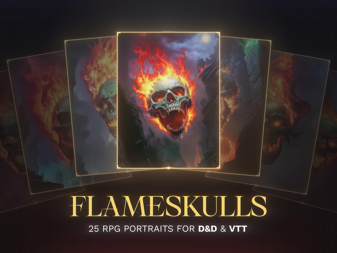 DND Character Art – Flame Skulls | Dnd Portraits, Vtt Token Monsters ...