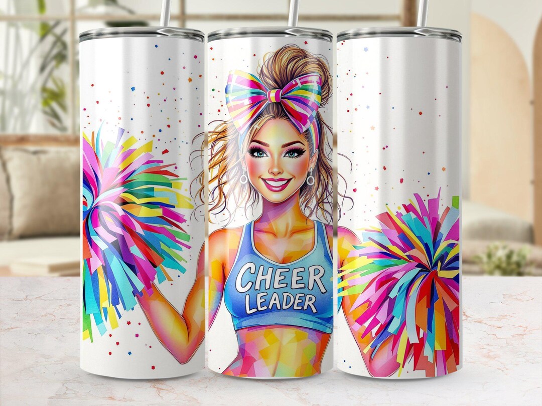 Cheerleader Digital Tumbler Wrap, Cute Cheer Squad Design, Colorful ...