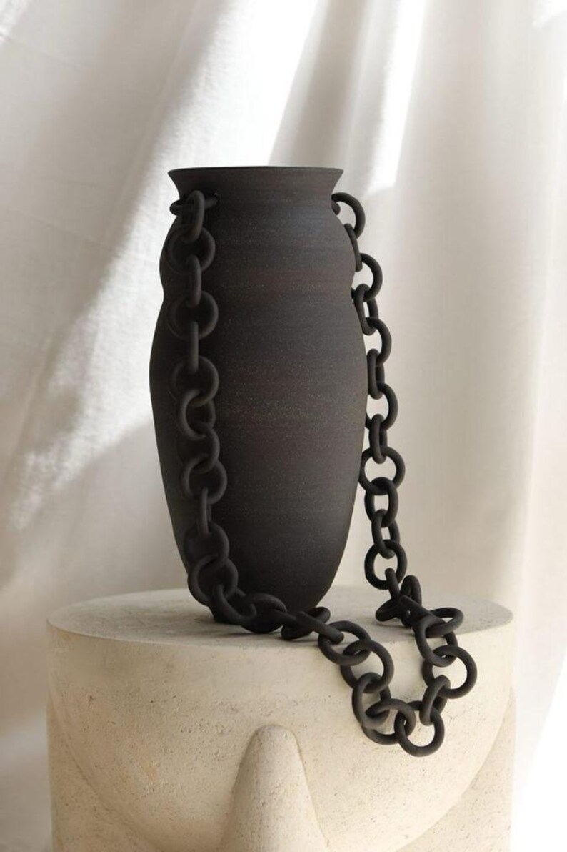 Black Beauty With Chains Vase for Floor and Tabletop - Etsy