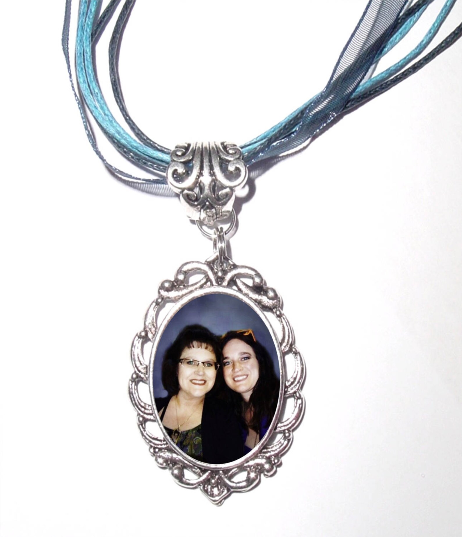 Personalized Memorial Photo Pendant Necklace Antiqued Silver | Etsy