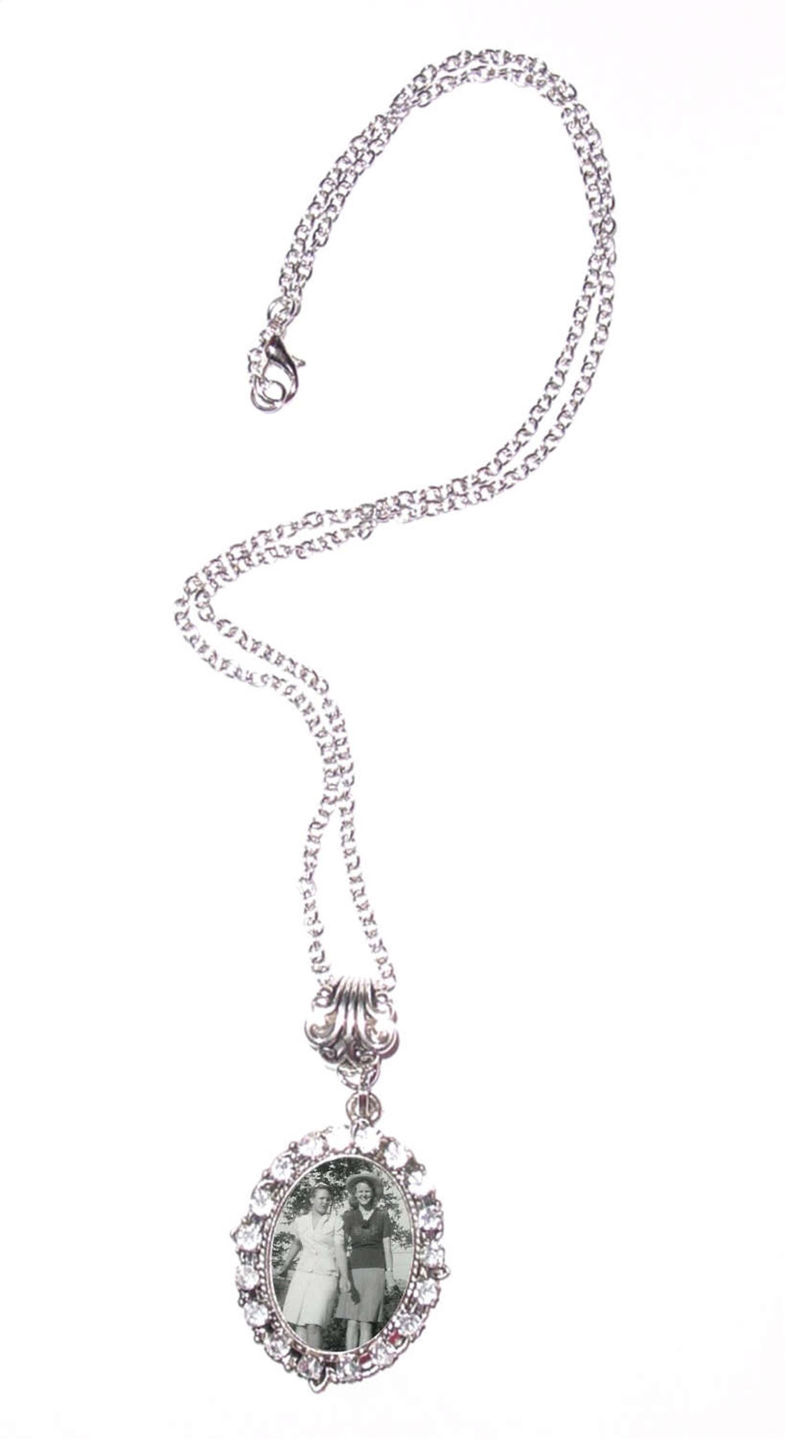 Personalized Memorial Photo Pendant Necklace Antiqued Silver - Etsy